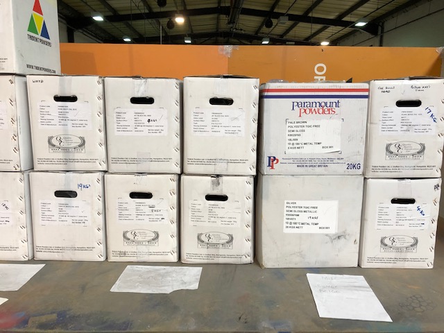 56 Boxes of Assorted Colours of Powdercoat Paint