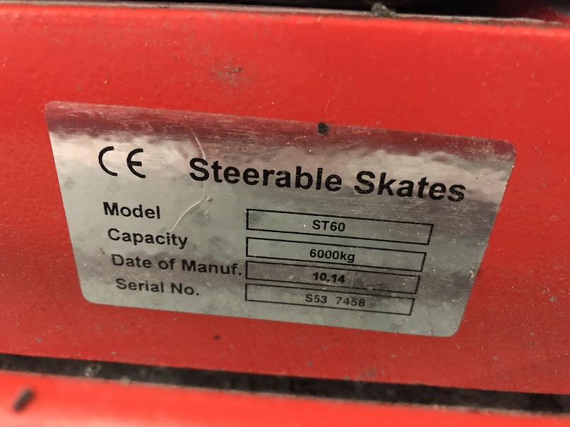 1 x Set of 6 ton Skates and Steering Skate